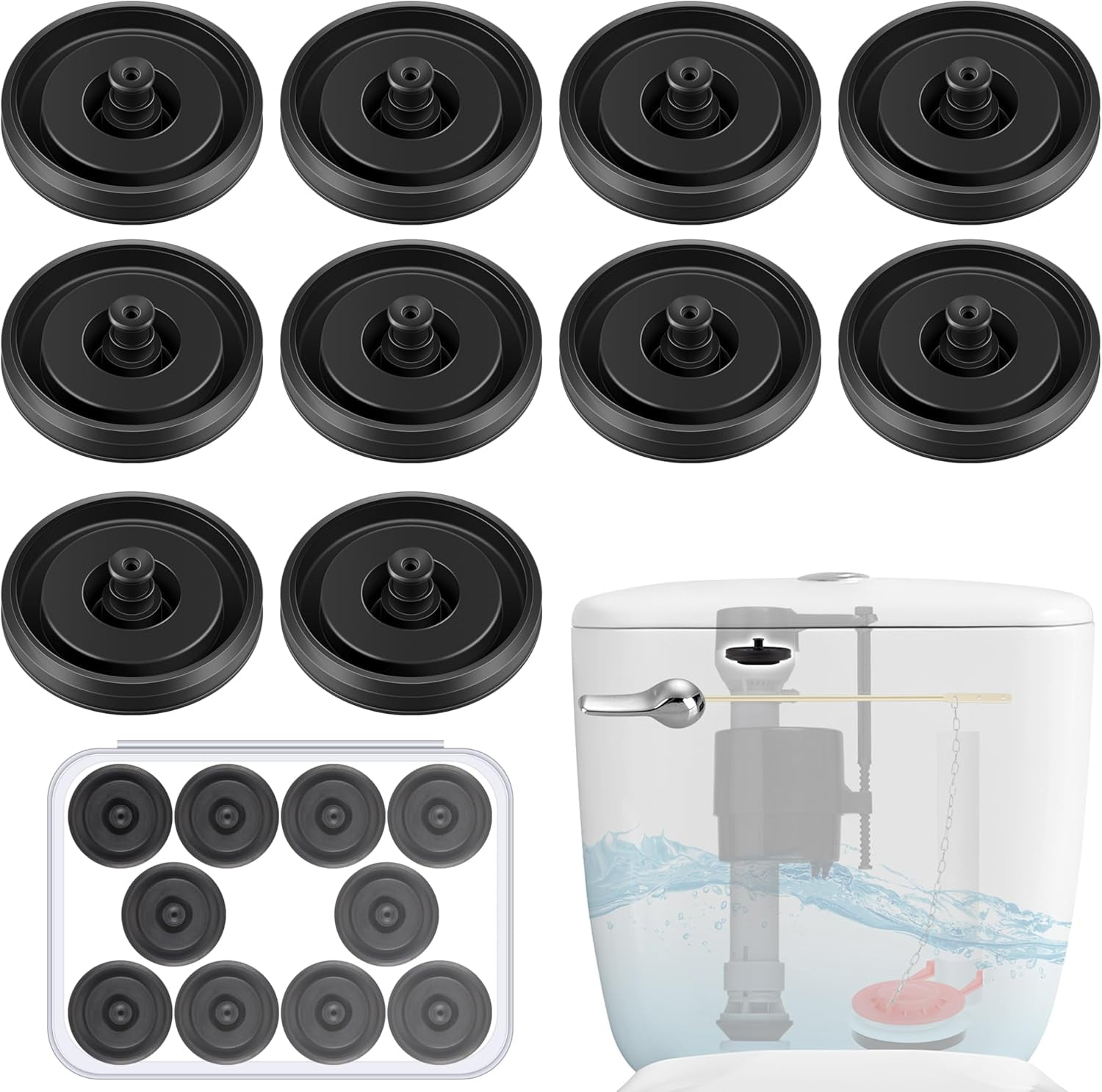 10PCS Toilet Fill Valve Seal with a Clear Storage Case, Compatible with ...