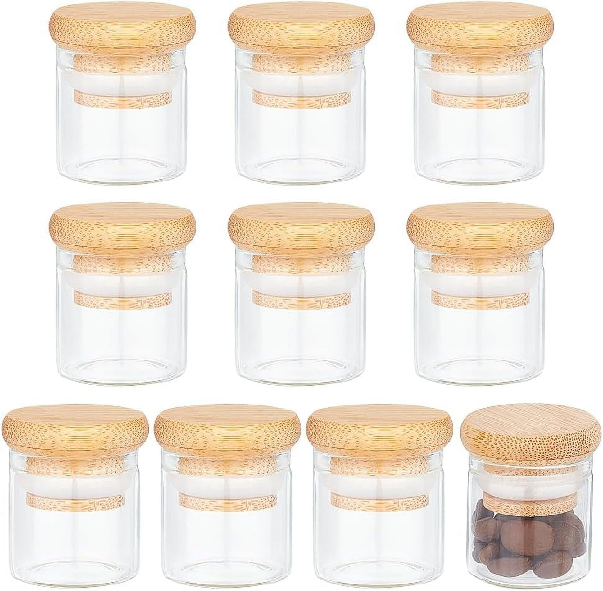 10PCS Transparent Glass Bottle with Bamboo Screw Cover 12ml/0.4oz Mini ...