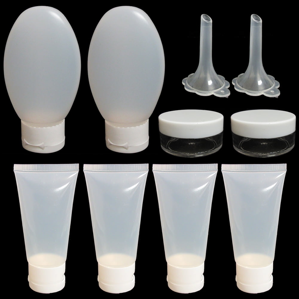 10PCS Travel Bottles Kit Refillable Carry-On Cosmetics Squeezable ...