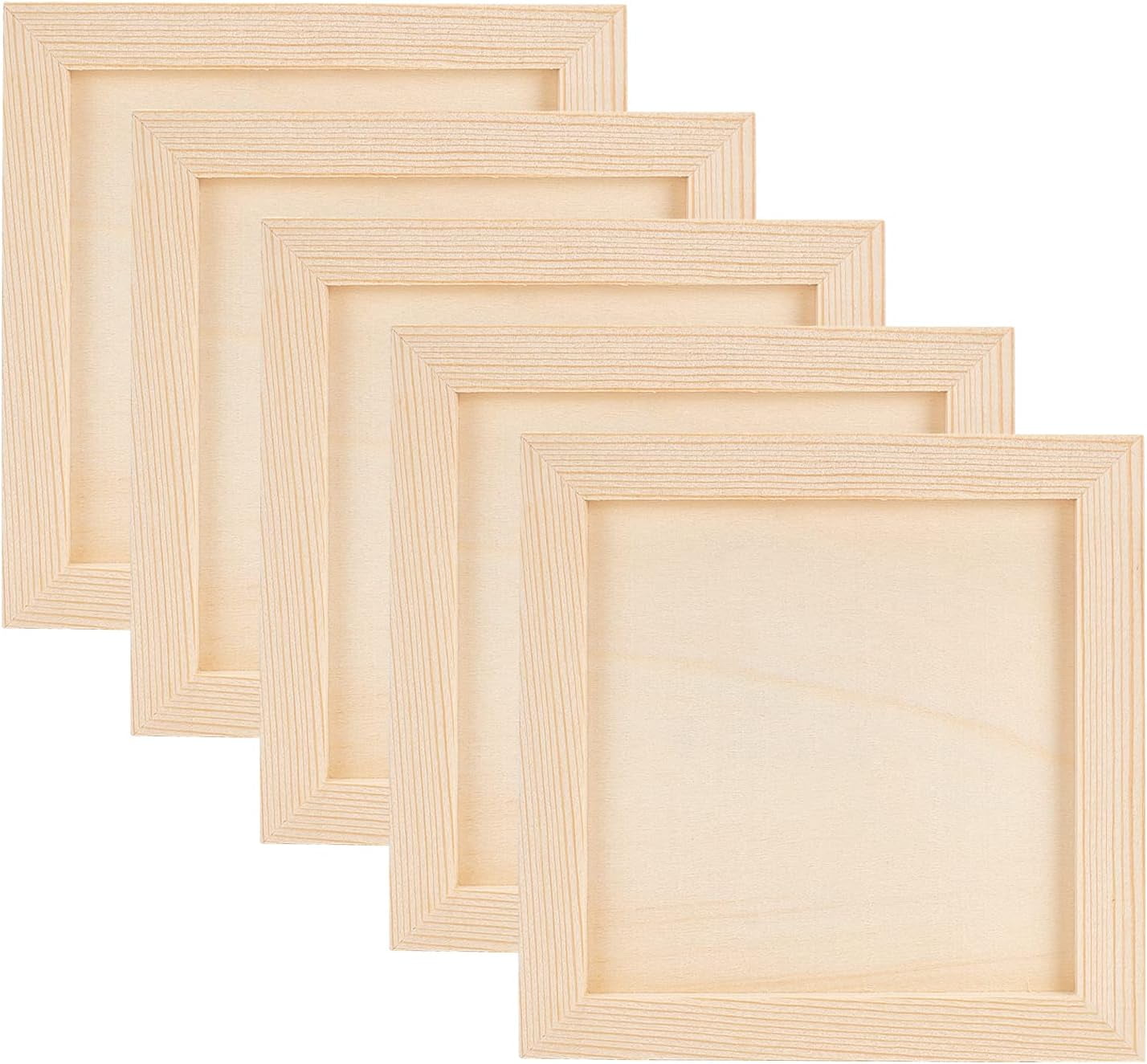 10PCS Unfinished Wood Canvas 5.8x5.8 Inch Square Craft Frames Set ...