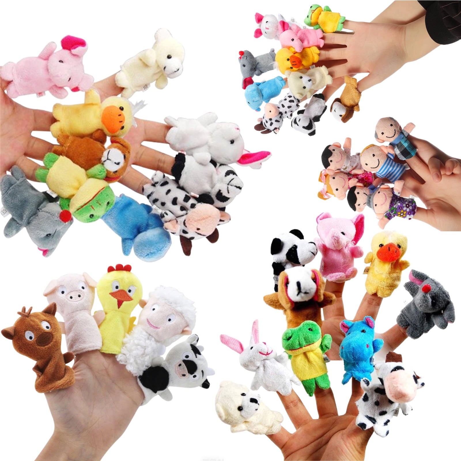 10PCS Velvet Finger Puppets for Autism Therapy Soft Plush Animal Toys ...
