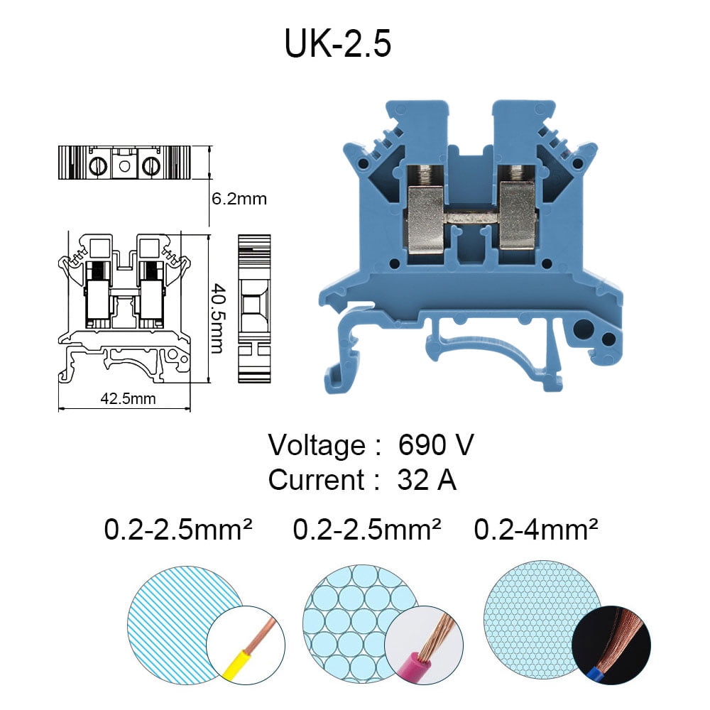 10PCS Wire Electrical Conector Terminal Connector Screw Cable Din Rail ...
