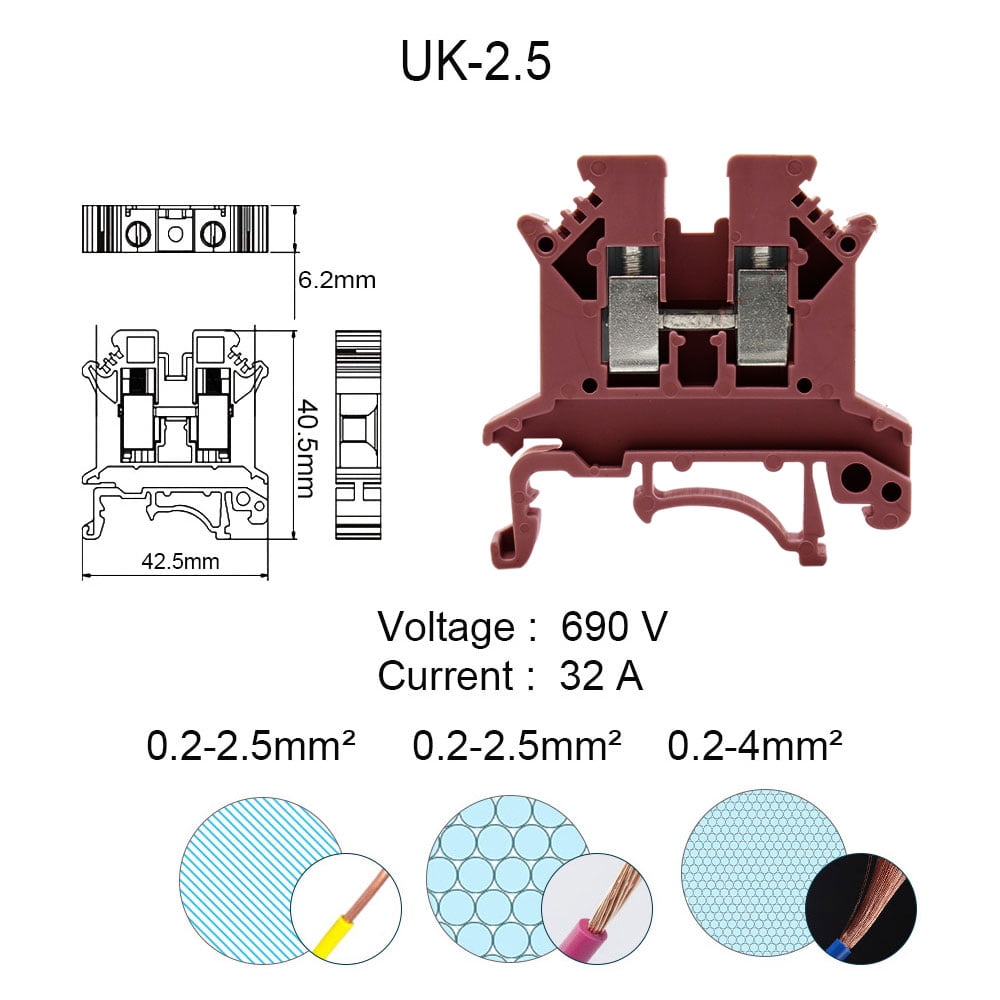 10PCS Wire Electrical Conector Terminal Connector Screw Cable Din Rail ...