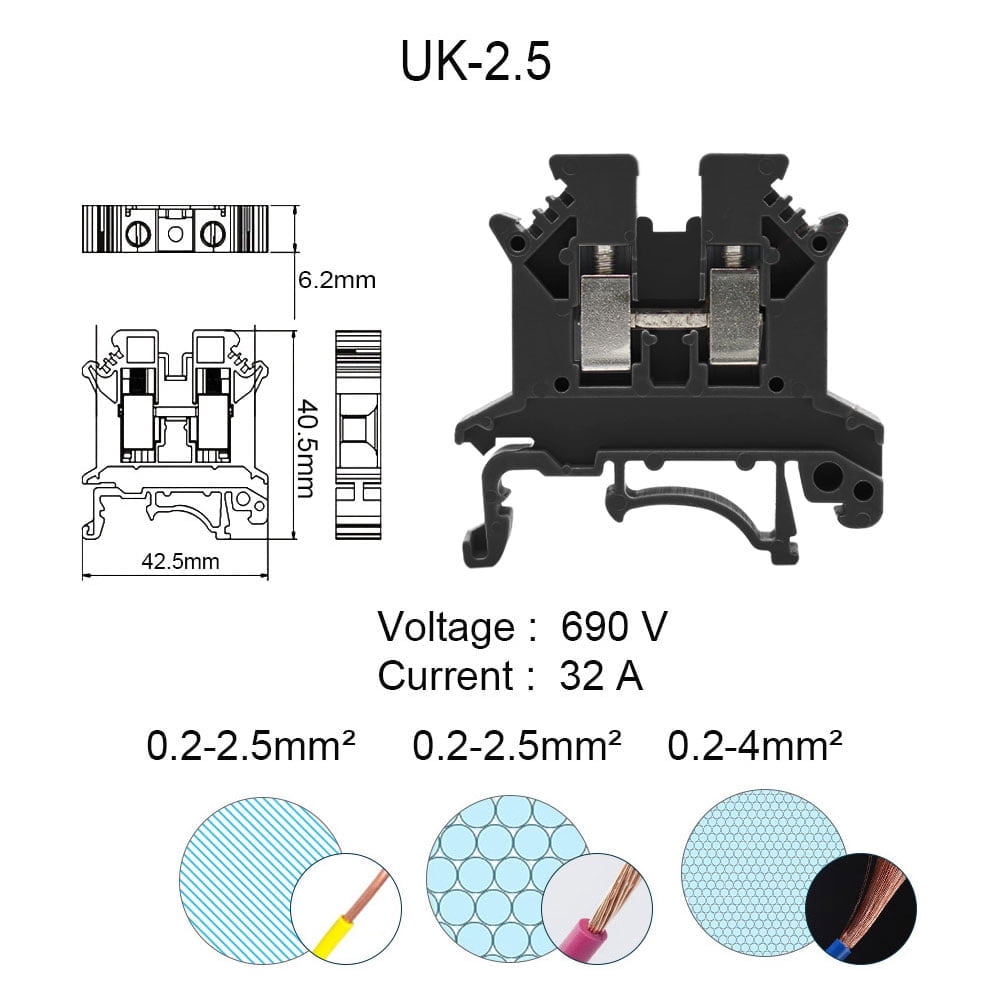 10PCS Wire Electrical Conector Terminal Connector Screw Cable Din Rail ...