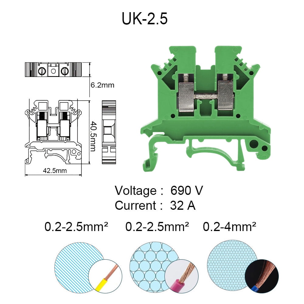 10PCS Wire Electrical Conector Terminal Connector Screw Cable Din Rail ...
