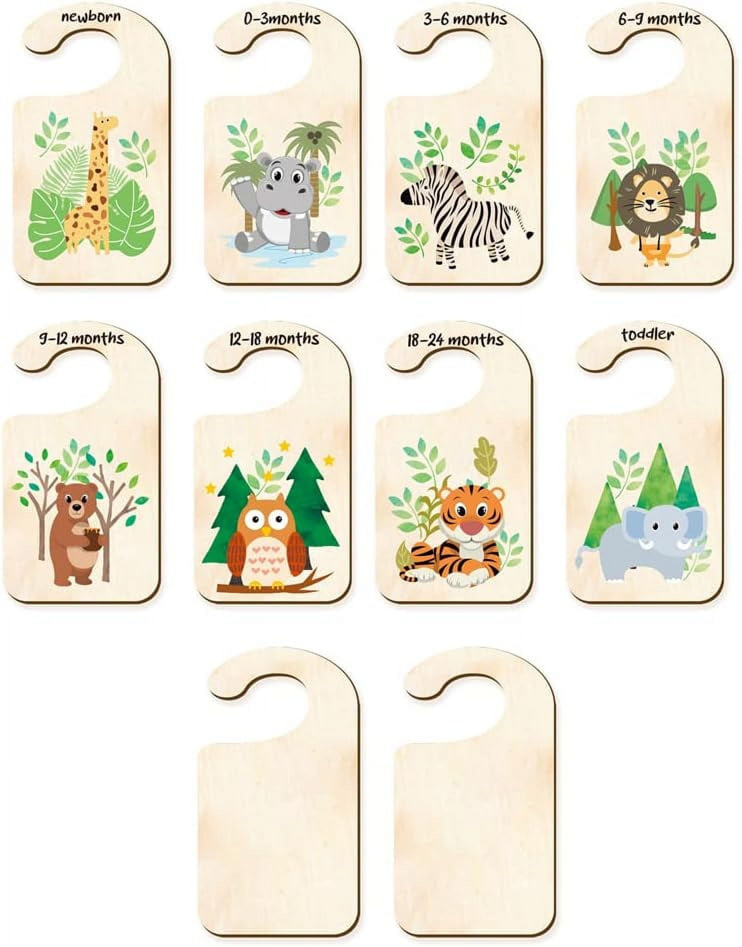 10PCS Wood Baby Wardrobe Dividers Zoo Animal Design from Newborn to 24 ...