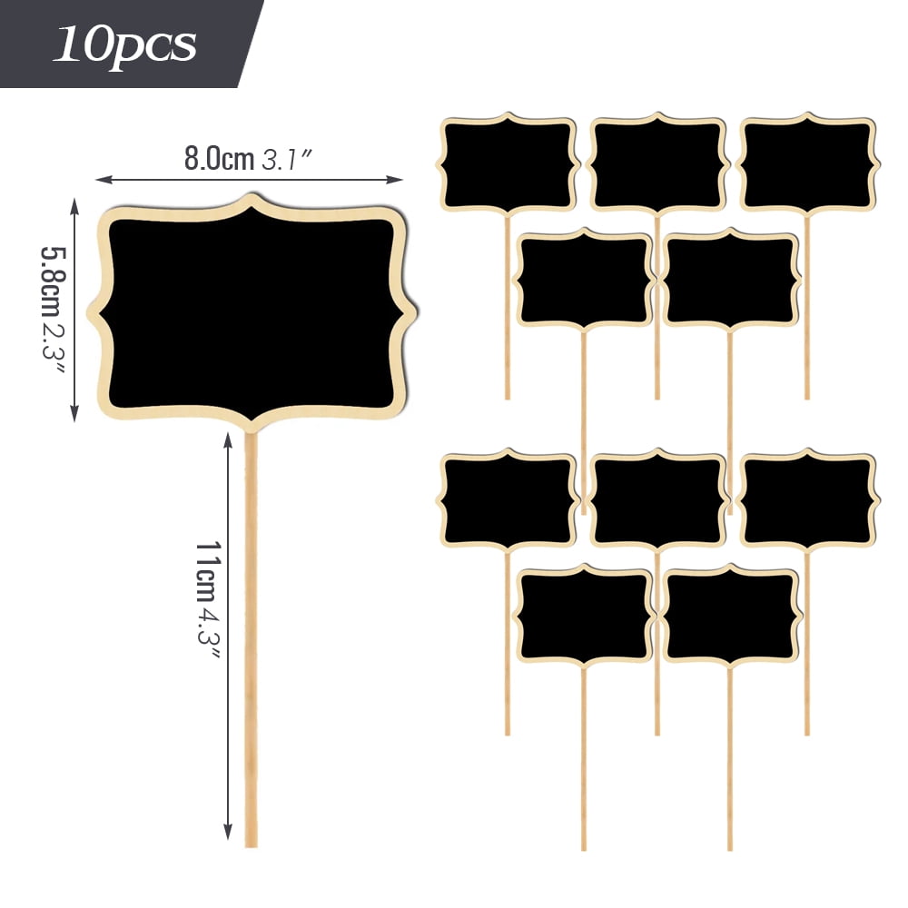 10PCS Wood Mini Chalkboard Sign with Stake Garden Plant Label Black ...