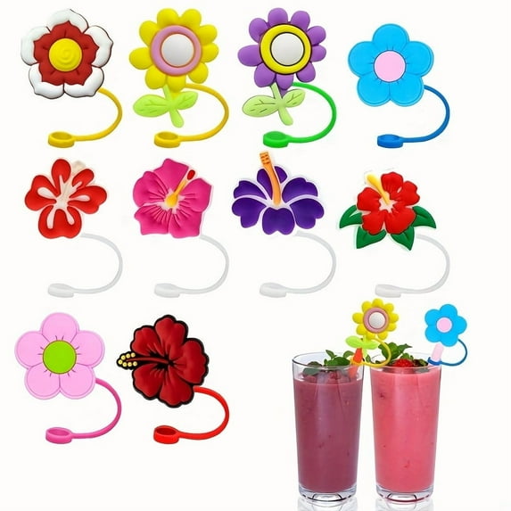 10PCS flower pattern, a practical and beautiful straw partner, the ...