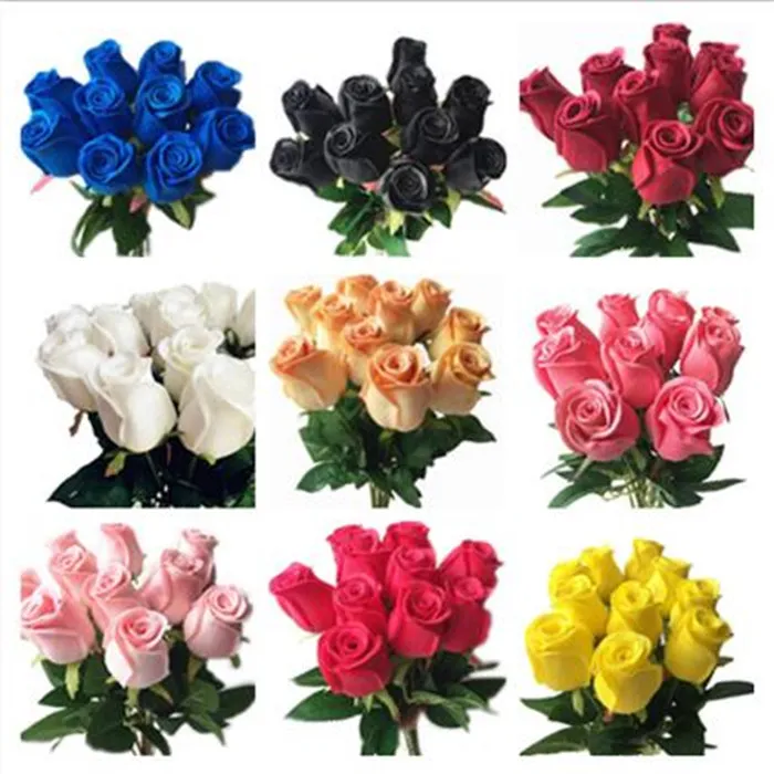 10PCS one Real Touch Rose Flower Simulated Fake Latex Roses 43cm Long ...