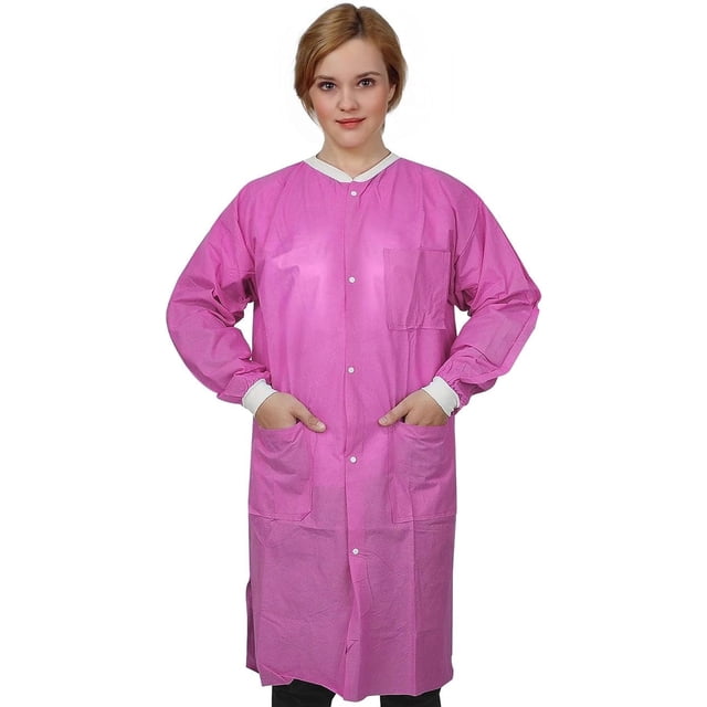 Disposable Lab Coats, SMS Material, Knee Length, 3 Pockets, 10 Pack – X ...