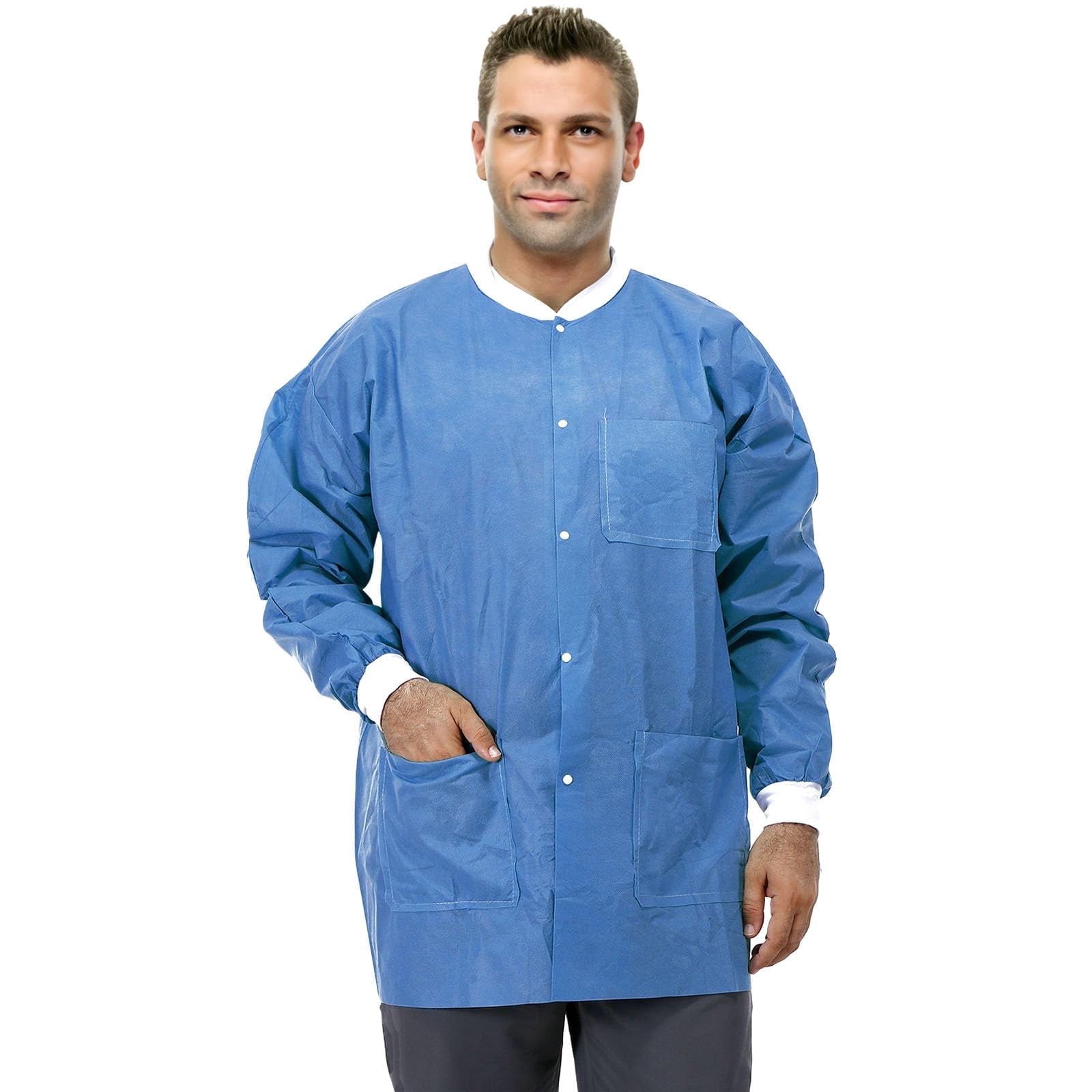 Disposable Lab Jackets, SMS Material, Hip Length, 3 Pockets, 10 Pack ...