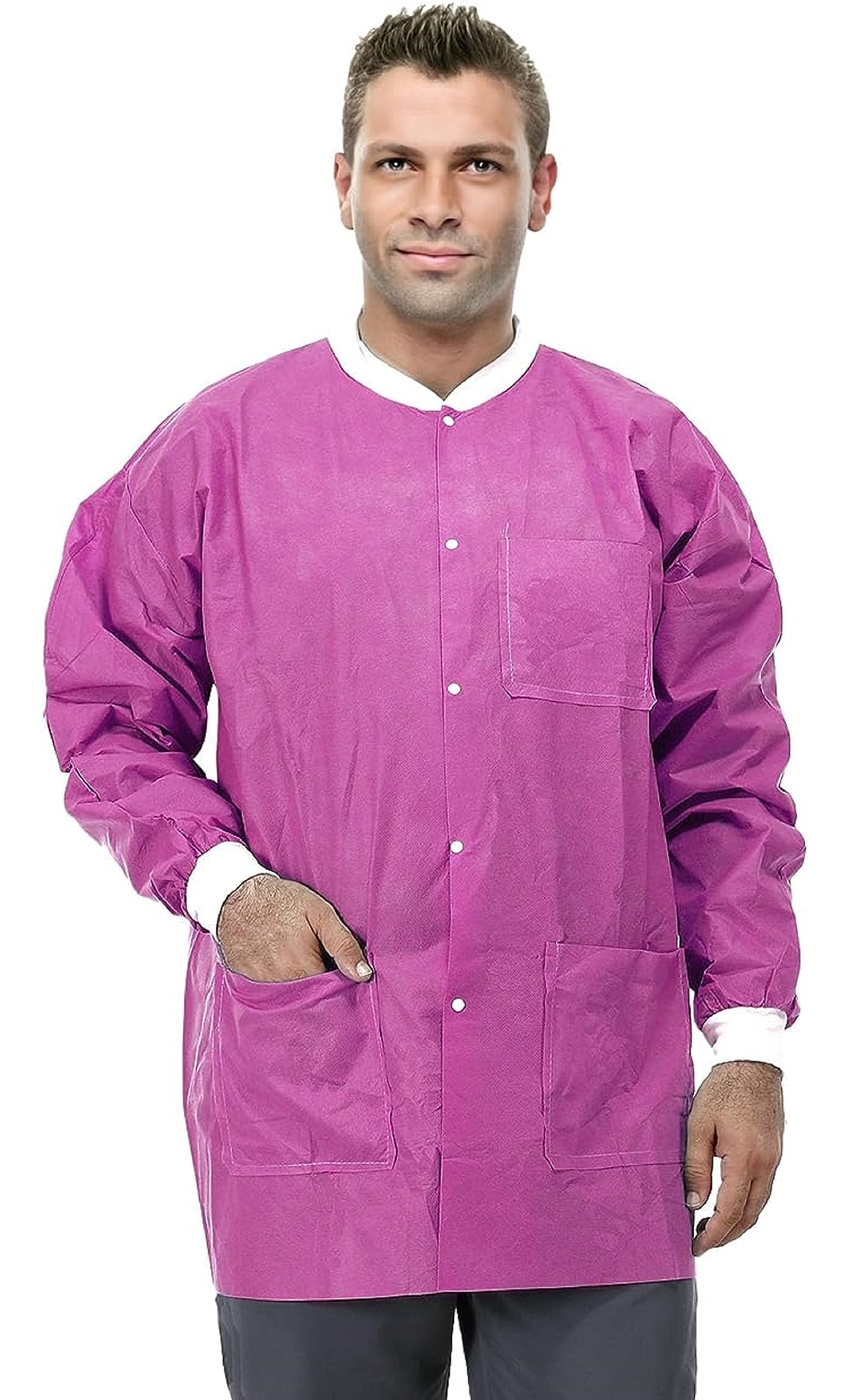 Disposable Lab Jackets, SMS Material, Hip Length, 3 Pockets, 10 Pack ...