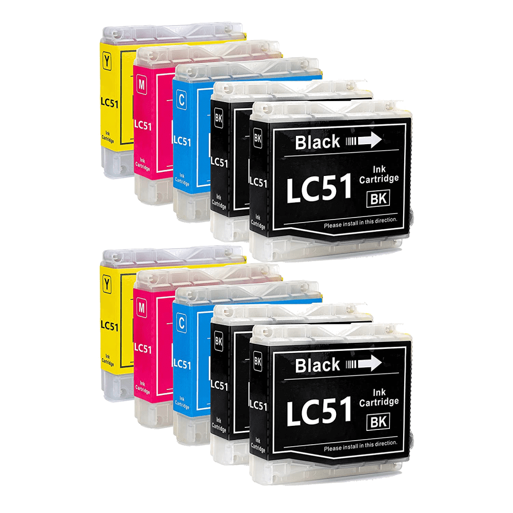 10PK BCMY Ink Cartridge for Brother LC51 LC-51 - Fits Brother DCP 130C 330C 350C 540CN 560CN ...