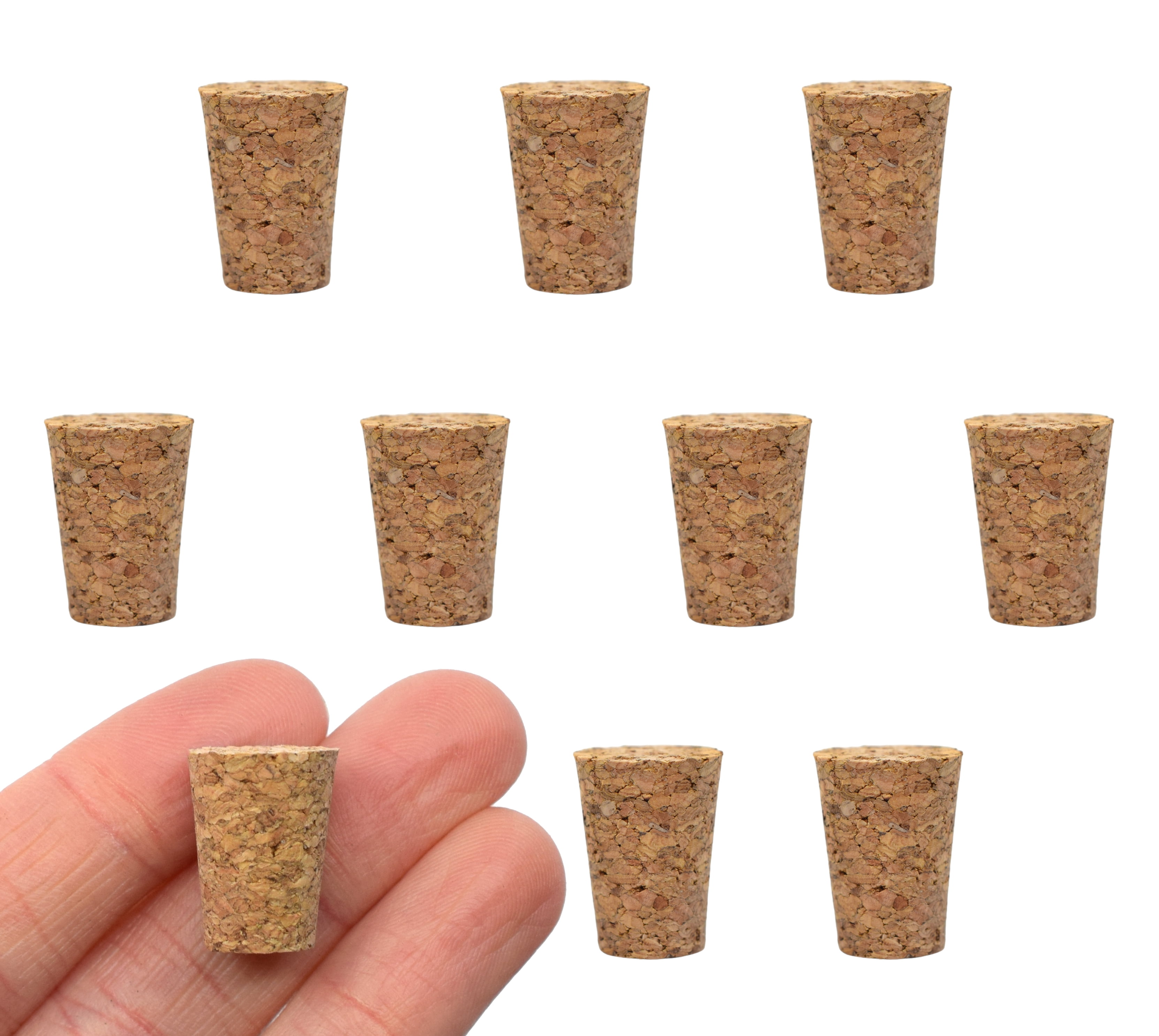 10PK Cork Stoppers, Size #2 - 9mm Bottom, 13mm Top, 17mm Length ...