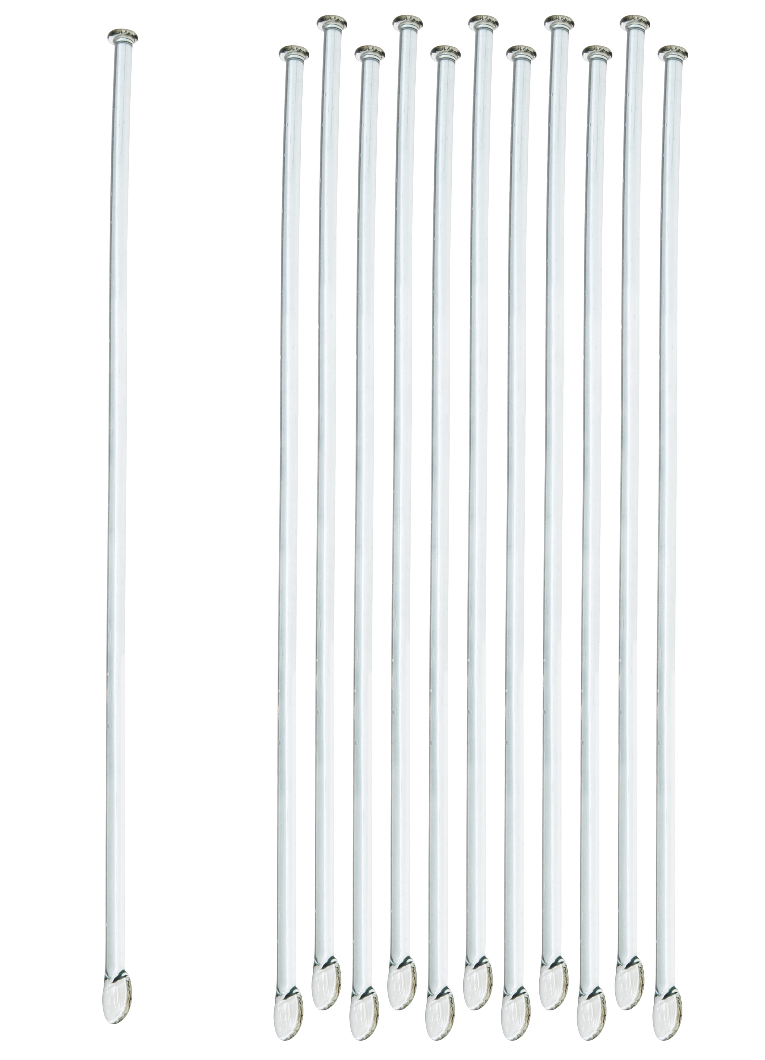 10PK Glass Stirring Rods, 11.8" - Spade & Button Ends, 6mm Diameter ...