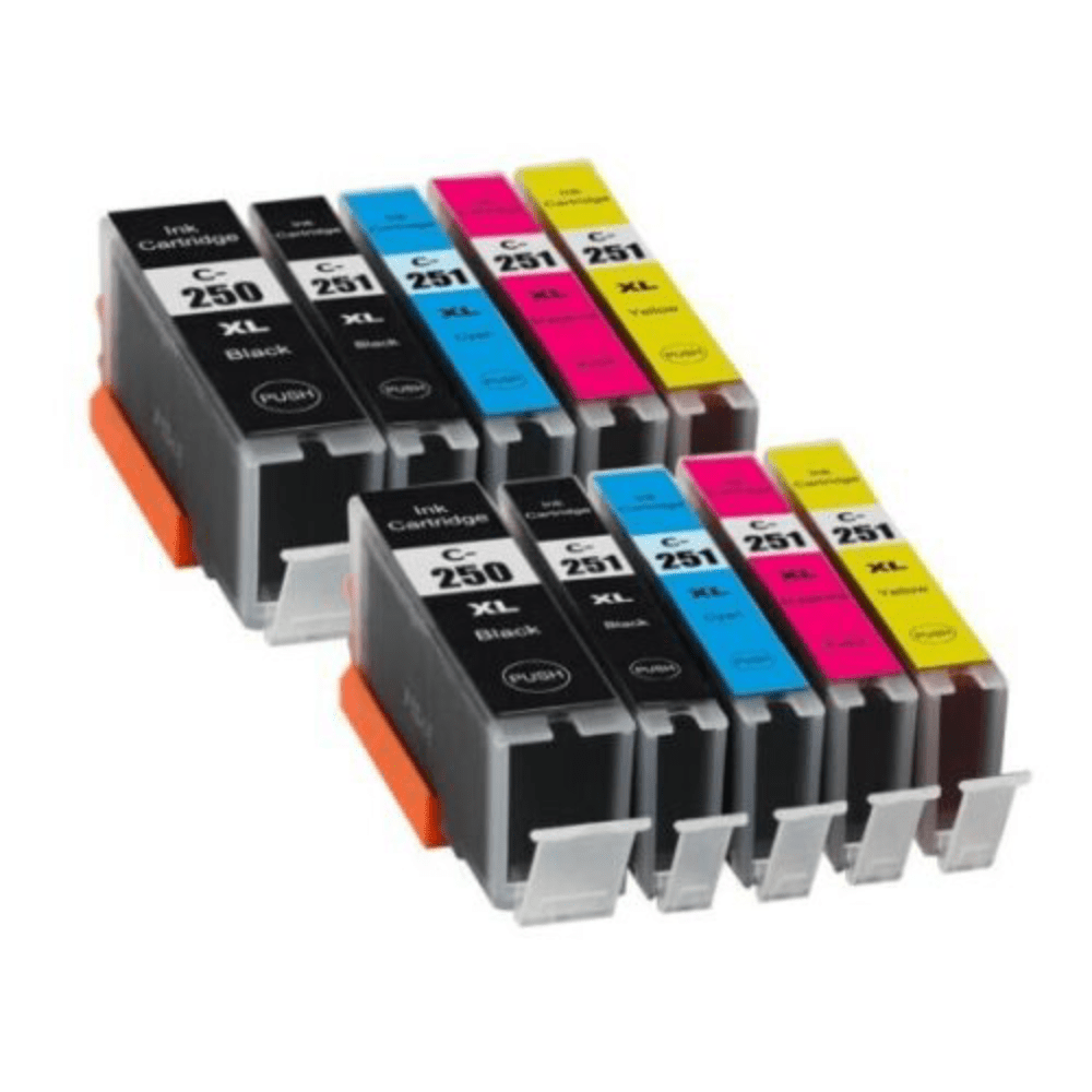 10PK Ink Cartridge for Canon 250 251 PGI250XL Black CLI251XL BCMY ...