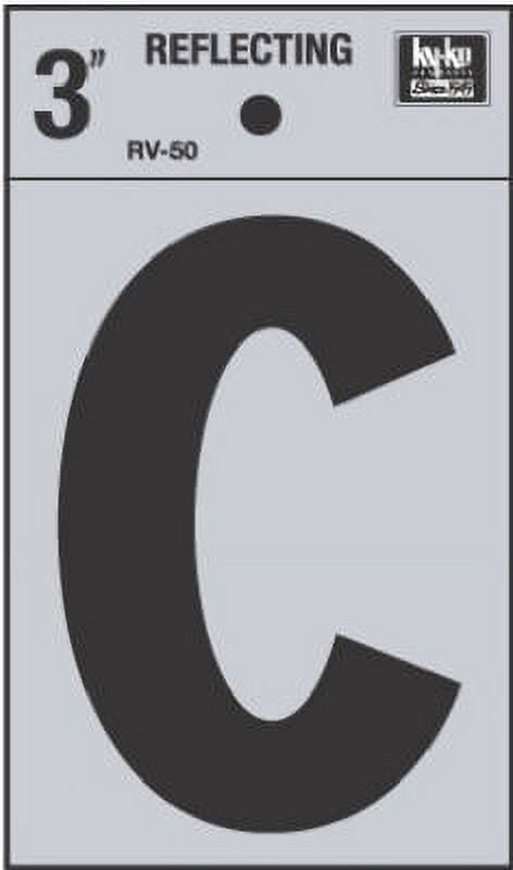 10PK Hy-Ko RV-50/C Reflective Adhesive Vinyl Letter C Sign, 3", Black ...