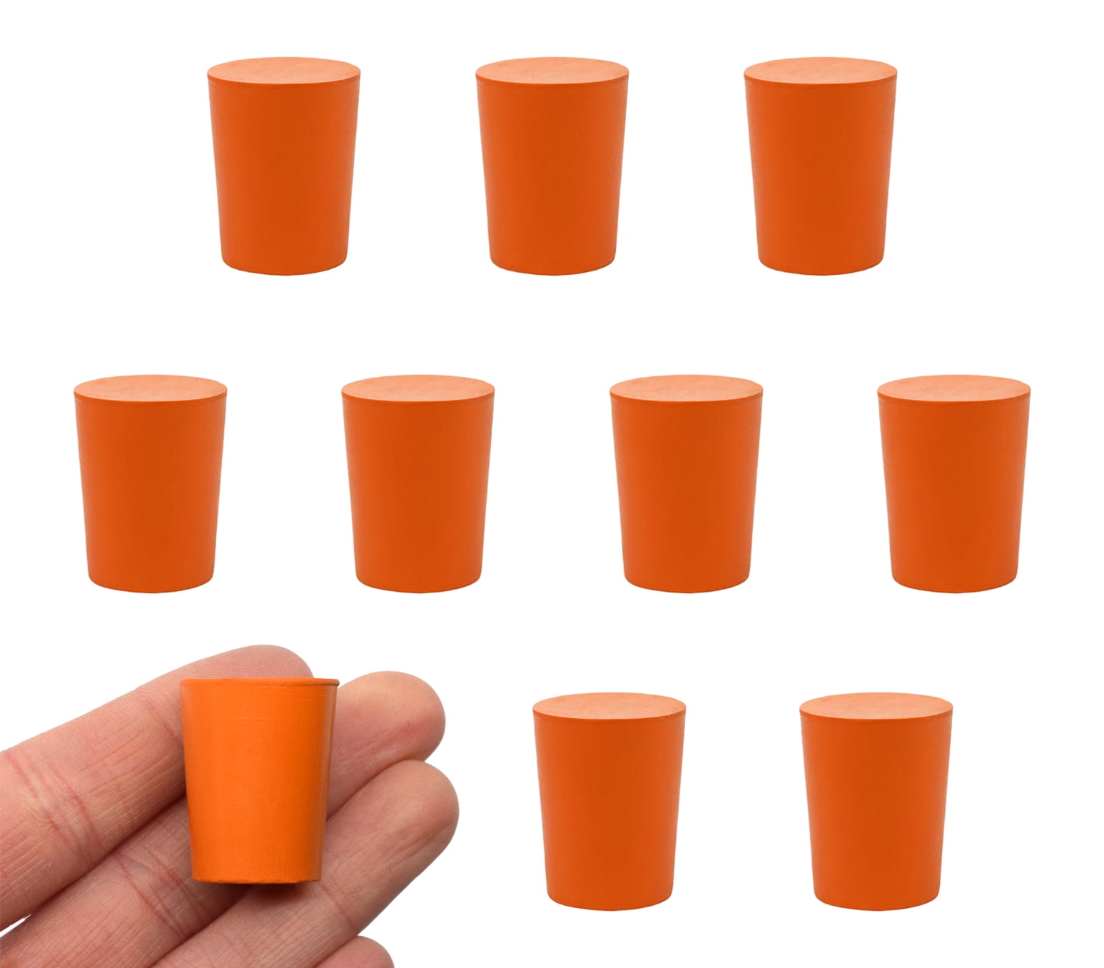 10PK Solid Rubber Stoppers - Size: 17mm Bottom, 20mm Top, 26mm Length ...