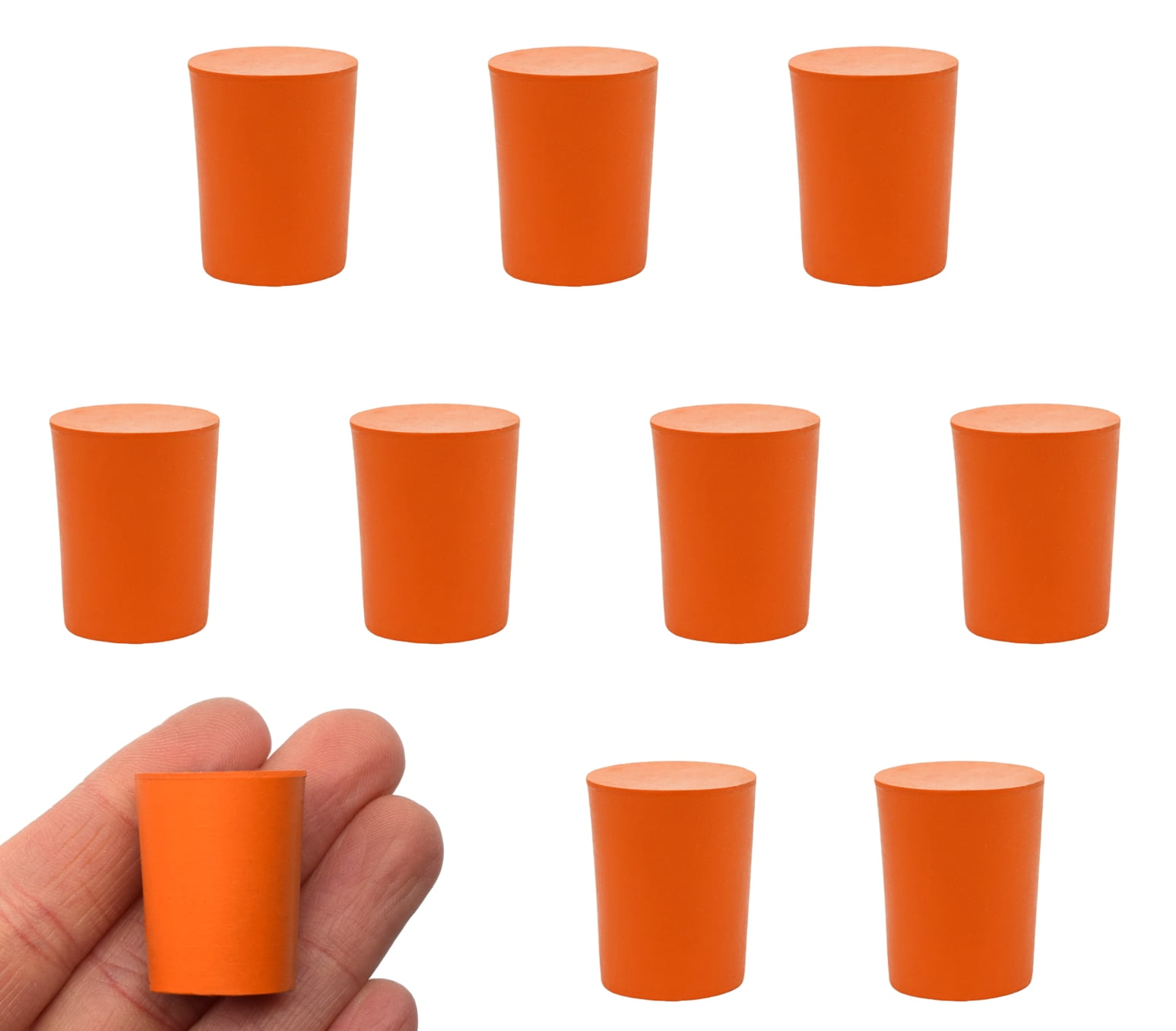 10PK Solid Rubber Stoppers - Size: 18mm Bottom, 21mm Top, 26mm Length ...