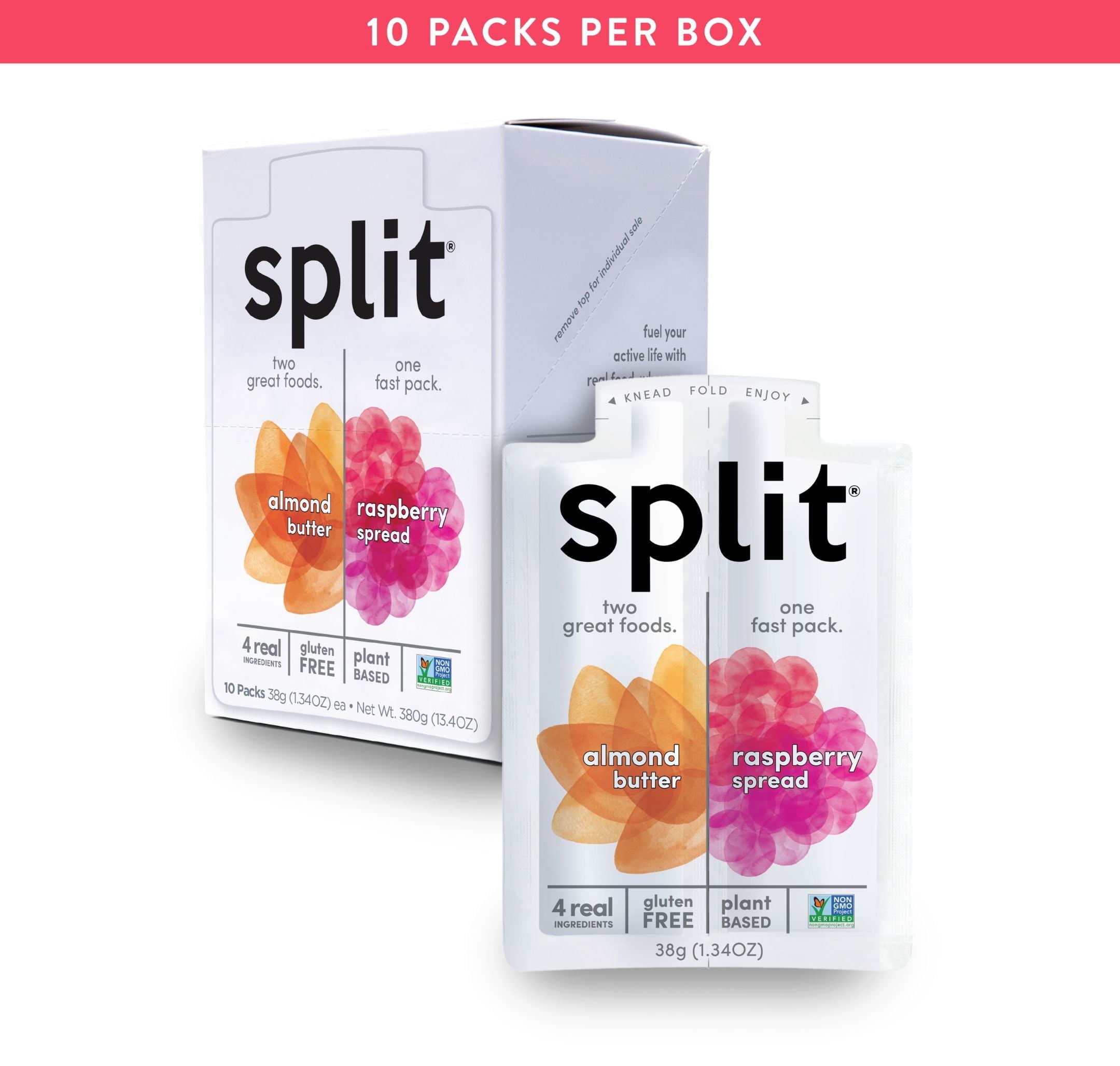 Split Nutrition Almond Butter and Raspberry Squeeze Pouch, Healthy ...