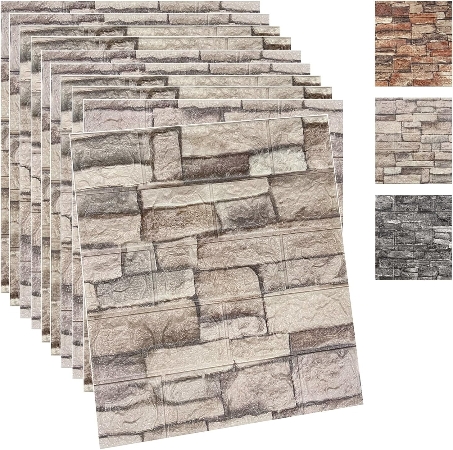 10PSC Wall Panels Peel and Faux Brick Wall Panels Self- Brick Wallpaper ...