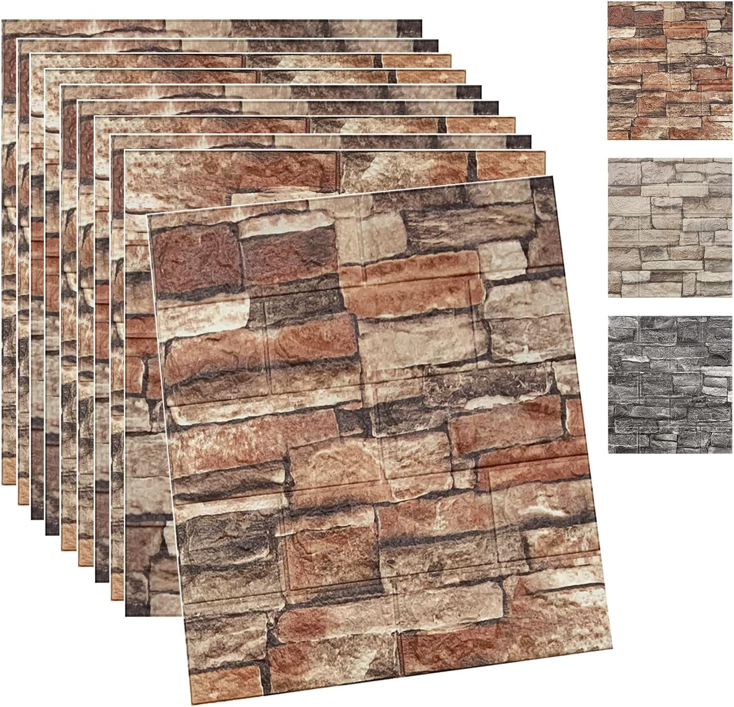 10PSC Wall Panels Peel and Faux Brick Wall Panels Self- Brick Wallpaper ...