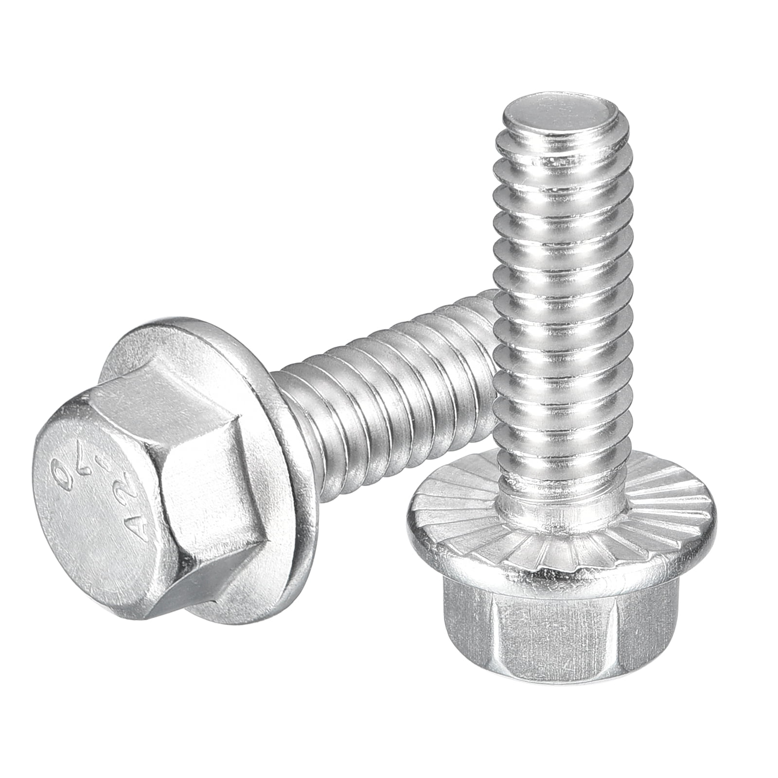 10Pack 1/4-20 x 3/4" Flanged Hex Head Bolts, 304 Stainless Steel Flange Hexagon Screws, Flange ...
