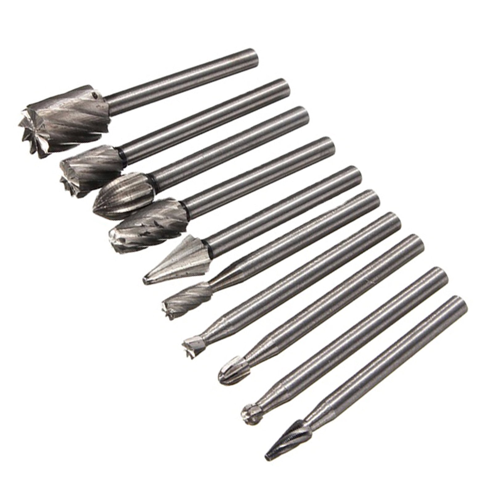 10Pack 1/8in Shank HSS Rotary Burr File Rasp Drill Bits for Wood Stone ...