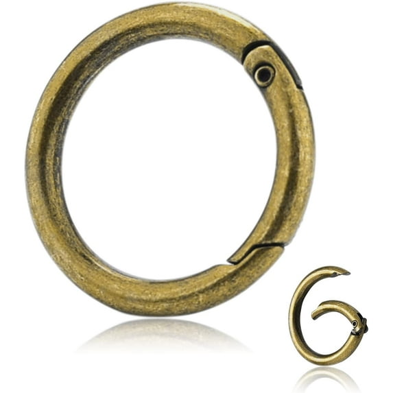 10Pack 1 Inch Metal Spring O Rings Clip Keychain, Round Carabiner Clips ...