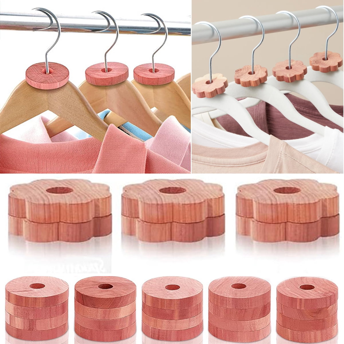 10Pack / 20Pack Aromatic Cedar Rings for Clothes Hangers, 100% Natural ...