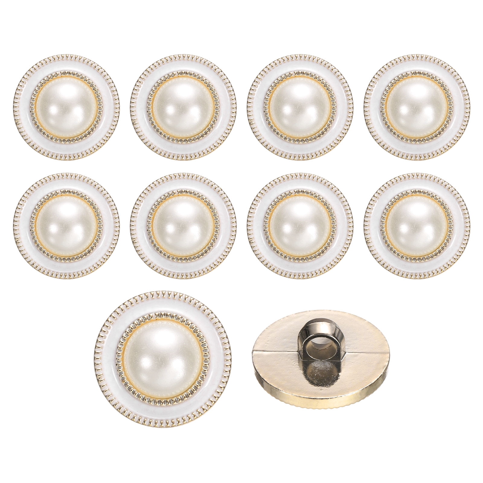 10Pack 21mm Round Resin Vintage Clothes Sewing Button Metal Coat Pearl ...