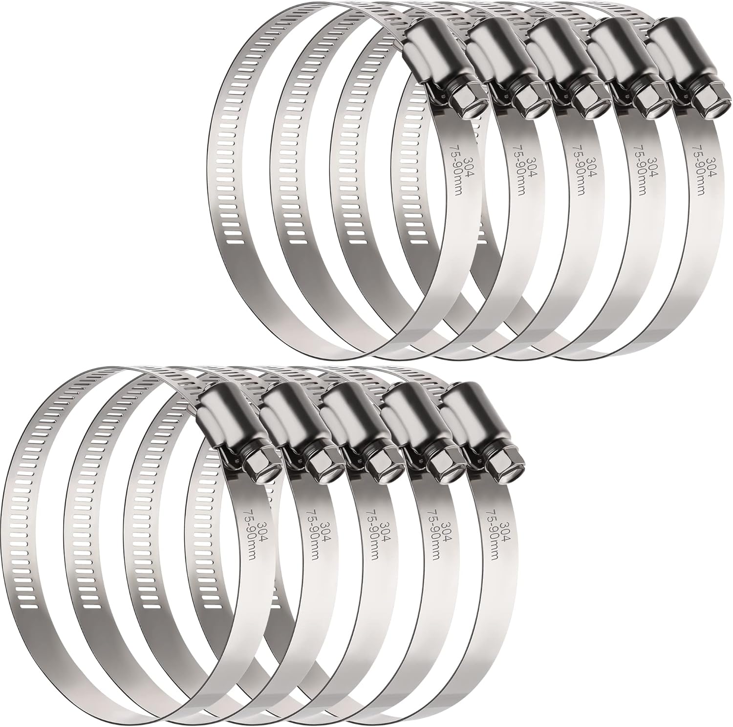 10Pack 3 inch Hose Clamp,Stainless Steel Large Hose Clamps Adjustable ...