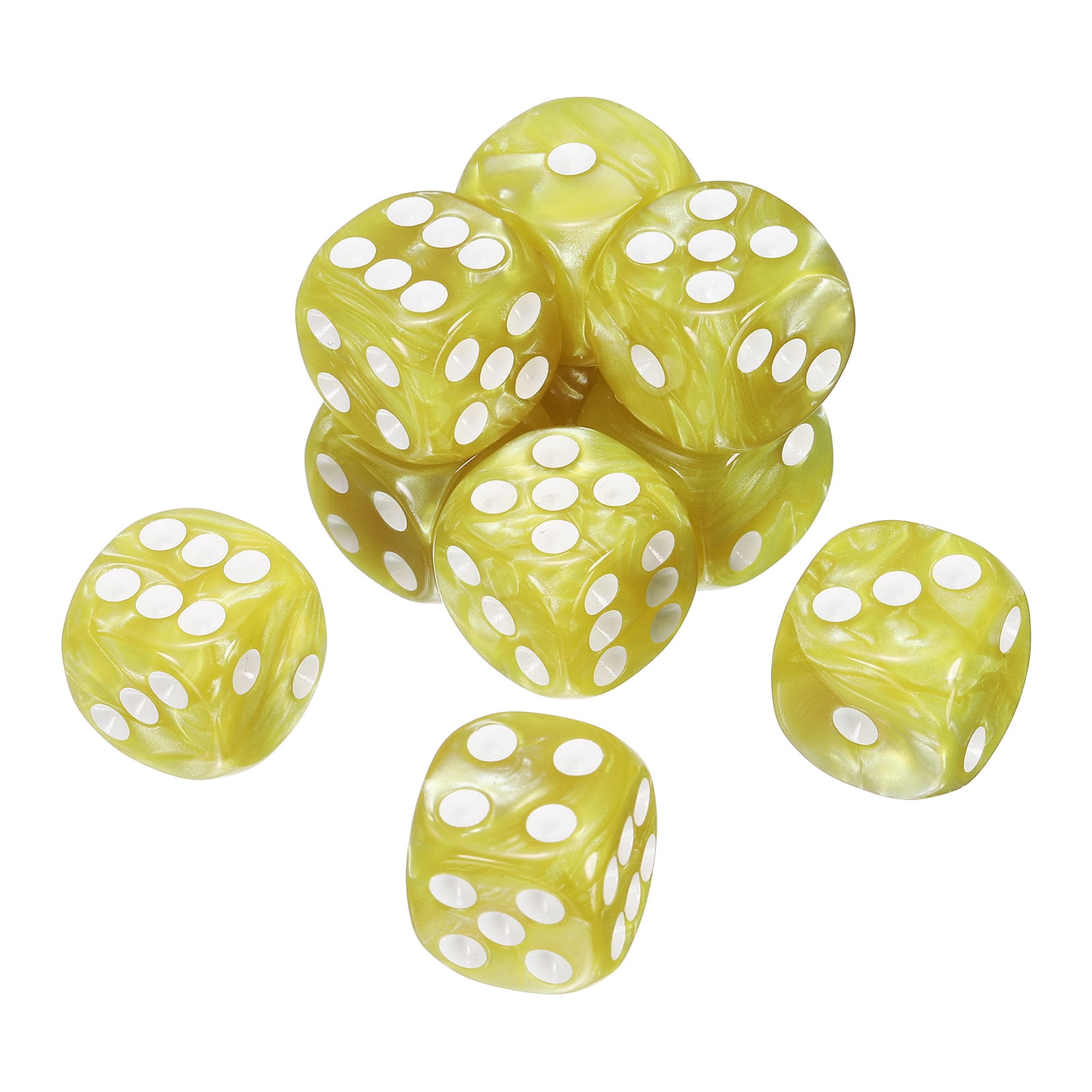 10Pack 6 Sided Colored Standard Dice, Acrylic D6 Mini Polyhedral Pearl ...