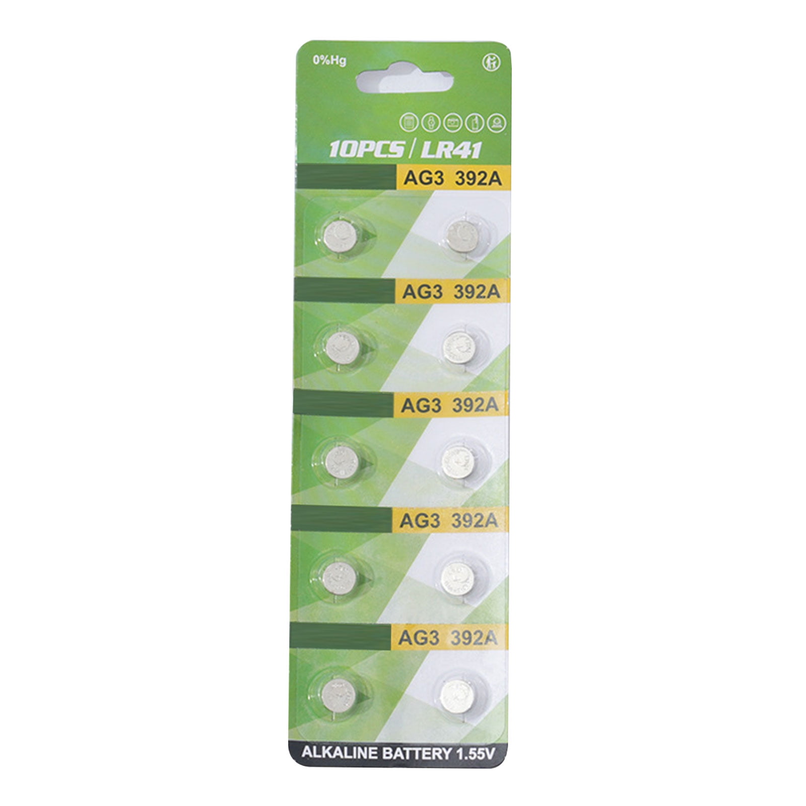 10Pack AG1 AG3 AG4 AG10 AG13 1.55V Alkaline Coin Batteries, Long Last ...