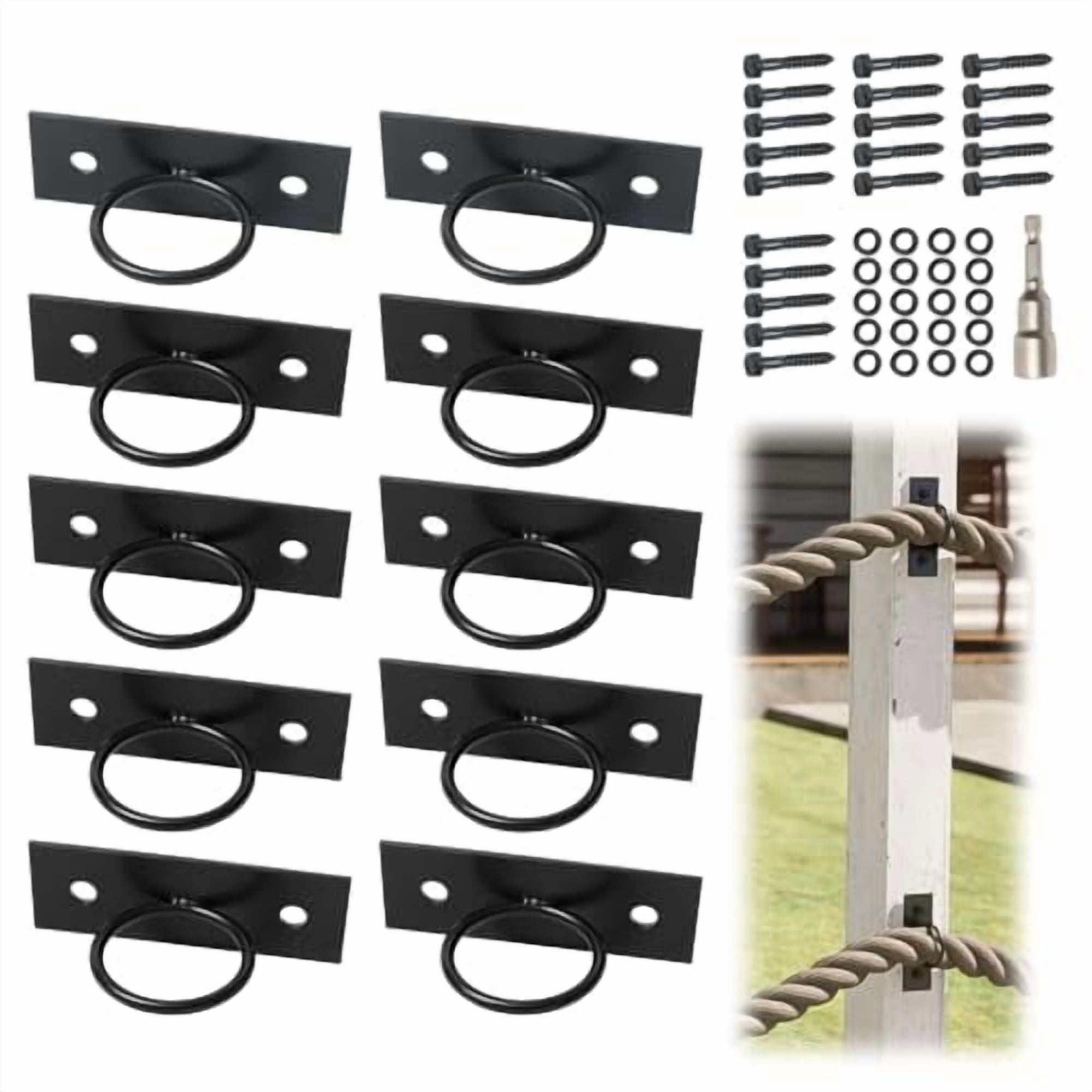10Pack Black Decorative Ring Rope Supports Holders for Hemp Rope ...