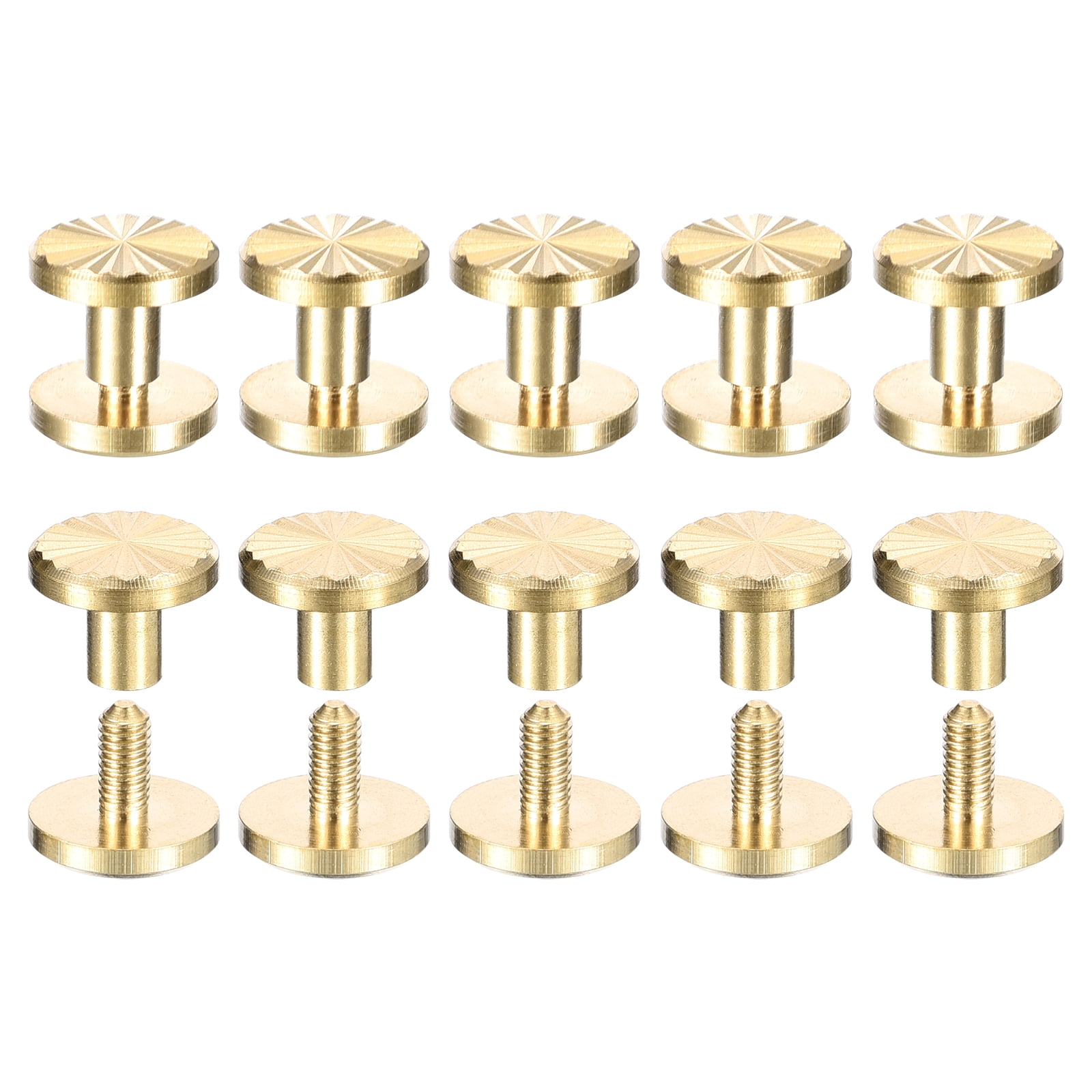 10Pack Brass Chicago Screws, 4x5x10mm Post Nail Stud Rivets for Leather ...