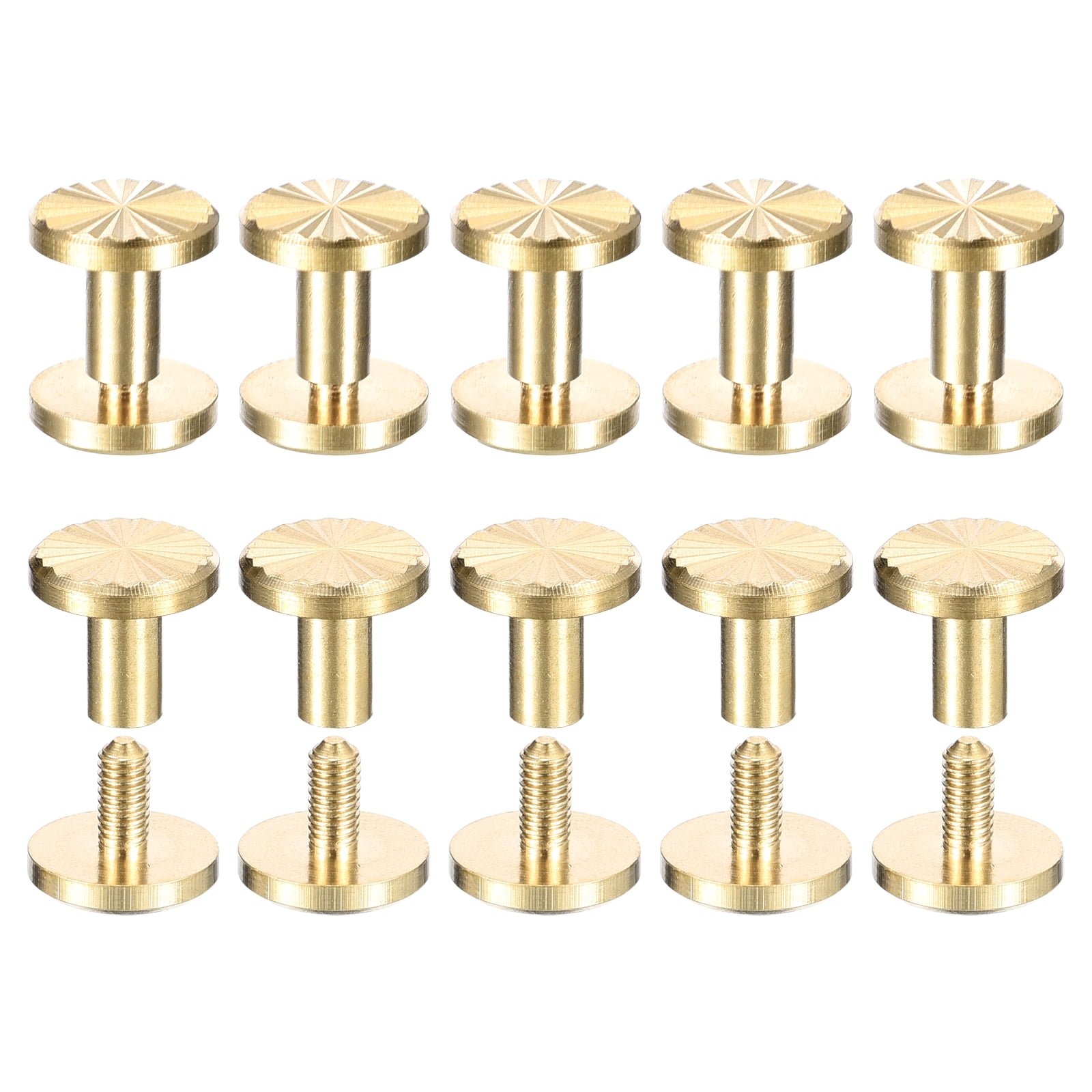 10Pack Brass Chicago Screws, 4x7x10mm Post Nail Stud Rivets for Leather ...