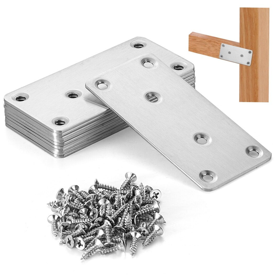 10Pack Flat Mending Plates, 201 Stainless Steel Straight Braces with ...