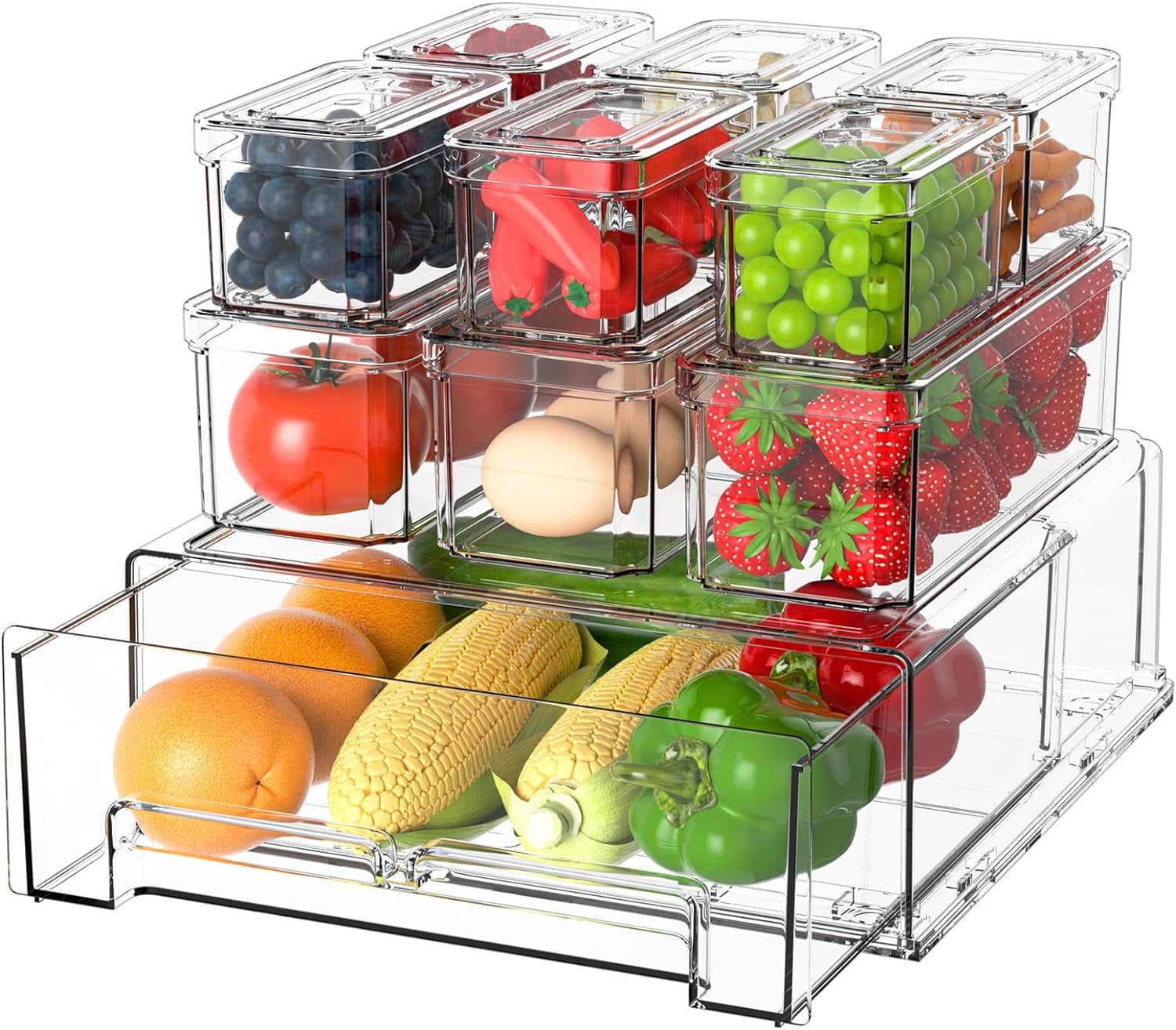 10Pack Fridge Organizer Bins, Clear Refrigerator Organizing Containers ...