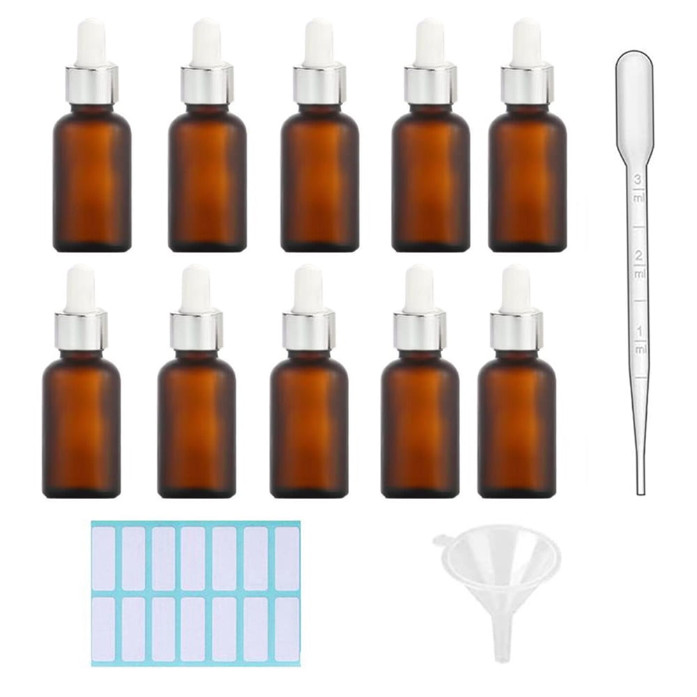 10Pack,Frosted Amber Glass Dropper Bottle for Essential Oils,Empty ...