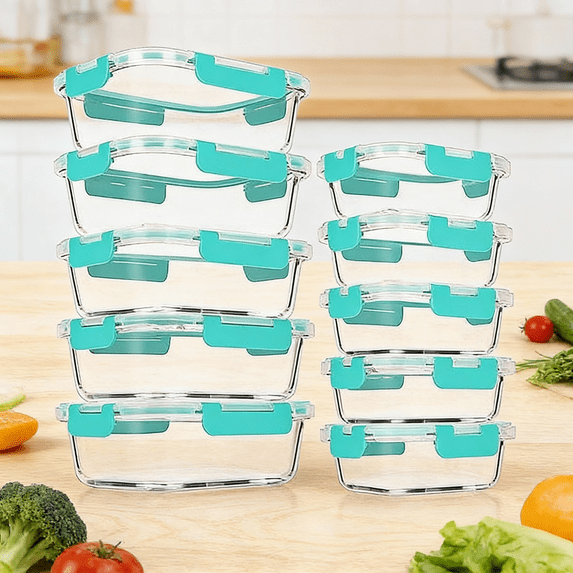 10Pack Glass Meal Prep Containers, Airtight Glass Lunch Containers ...