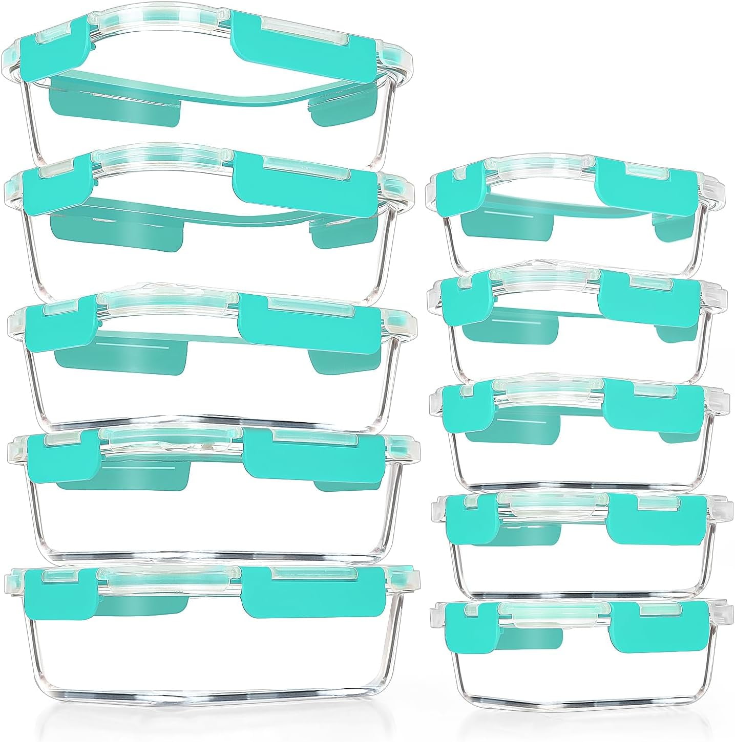10Pack Glass Meal Prep Containers, Airtight Glass Lunch Containers ...