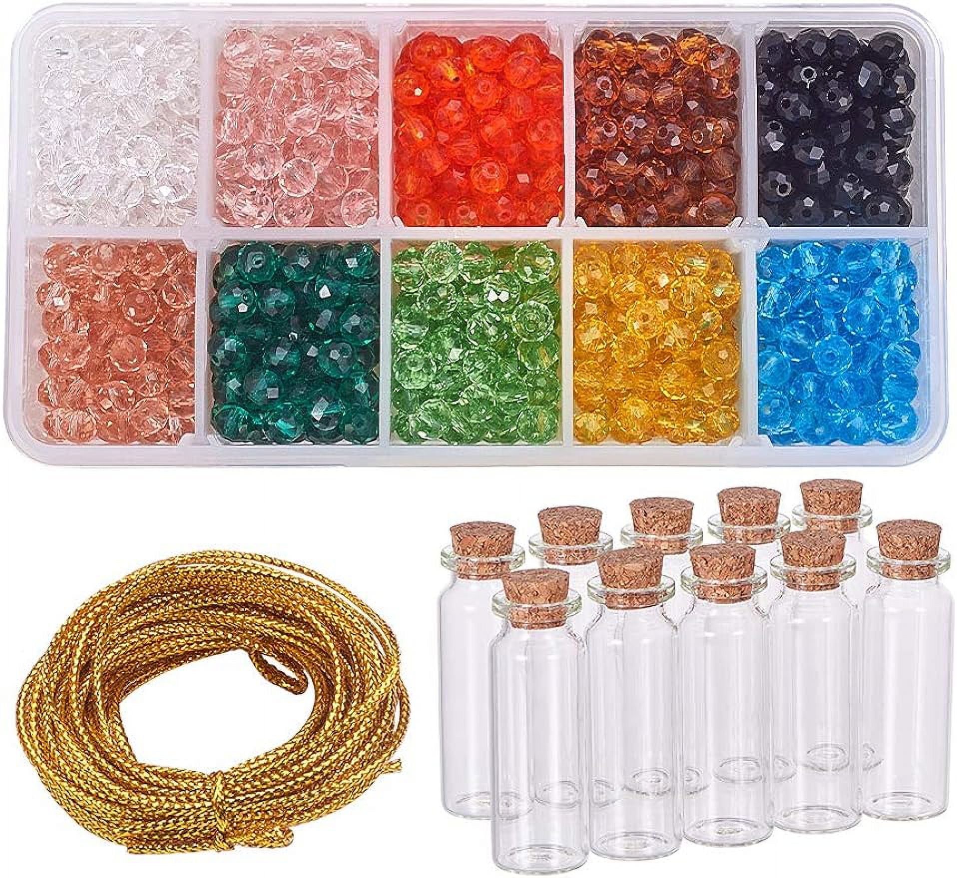 10Pack Glass Wishing Bottle Set 900Pcs Faceted Crystal Glass Beads and ...