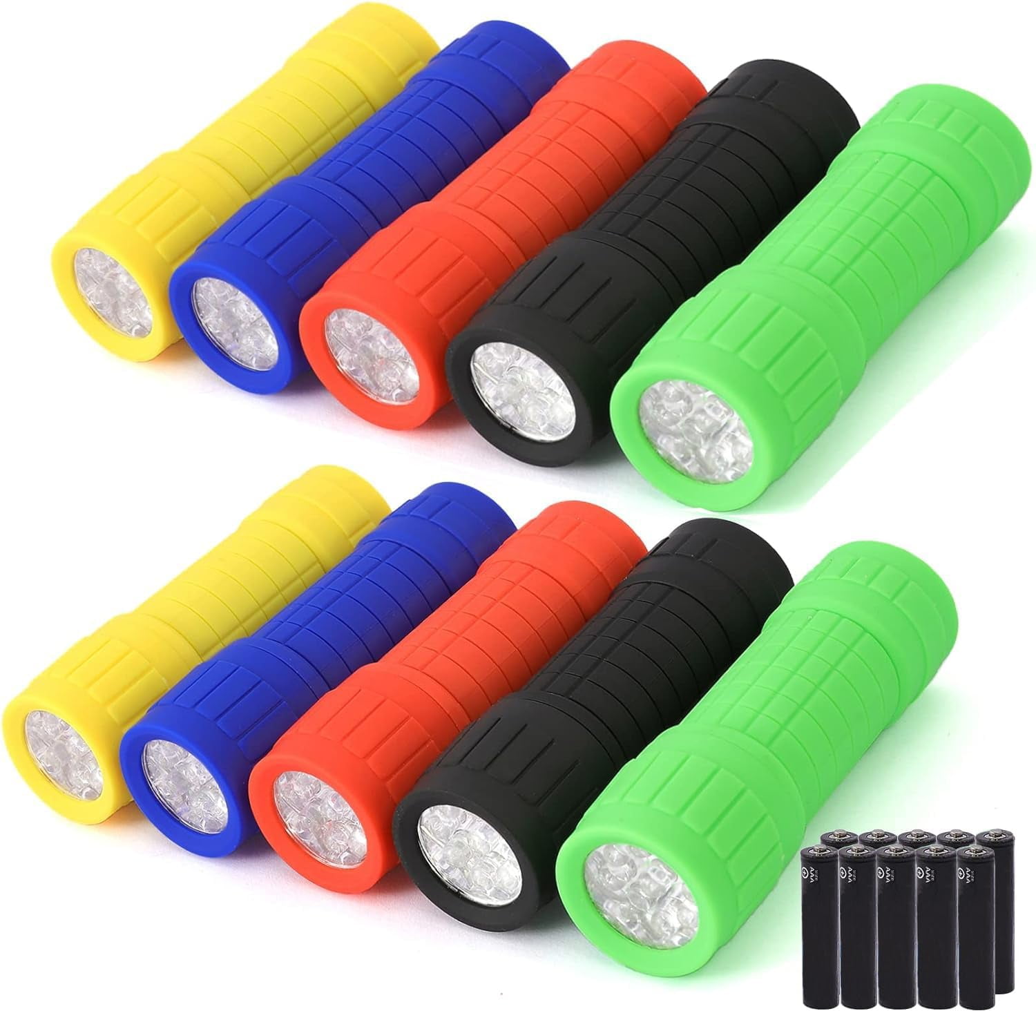 10Pack Mini Flashlights Set, 9-LED Small Flashlight for Kids, 5 Colors ...