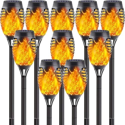 10Pack Mini Orange Solar Torch Lights Outdoor for Garden Decorations ...