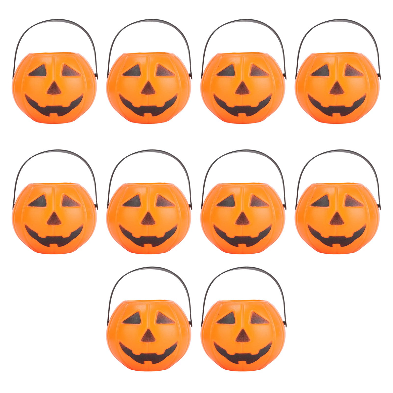 10Pack Mini Pumpkin Buckets with Handle, Halloween Kids Party Favors ...
