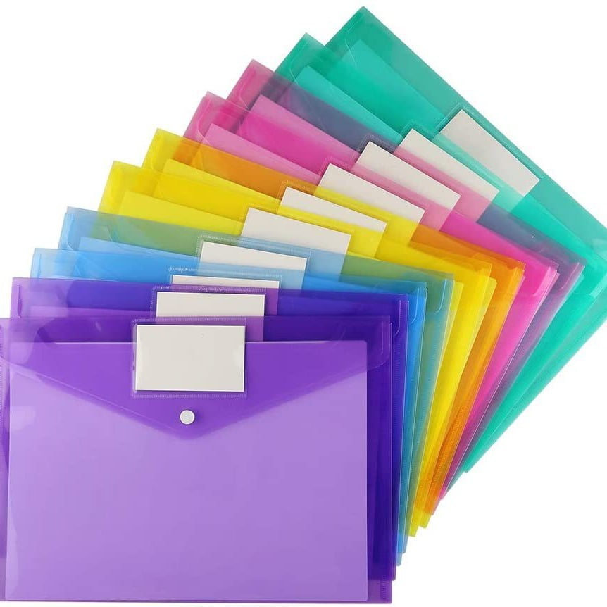 10Pack Plastic Envelopes for Documents Colorful Translucent A4 Size ...