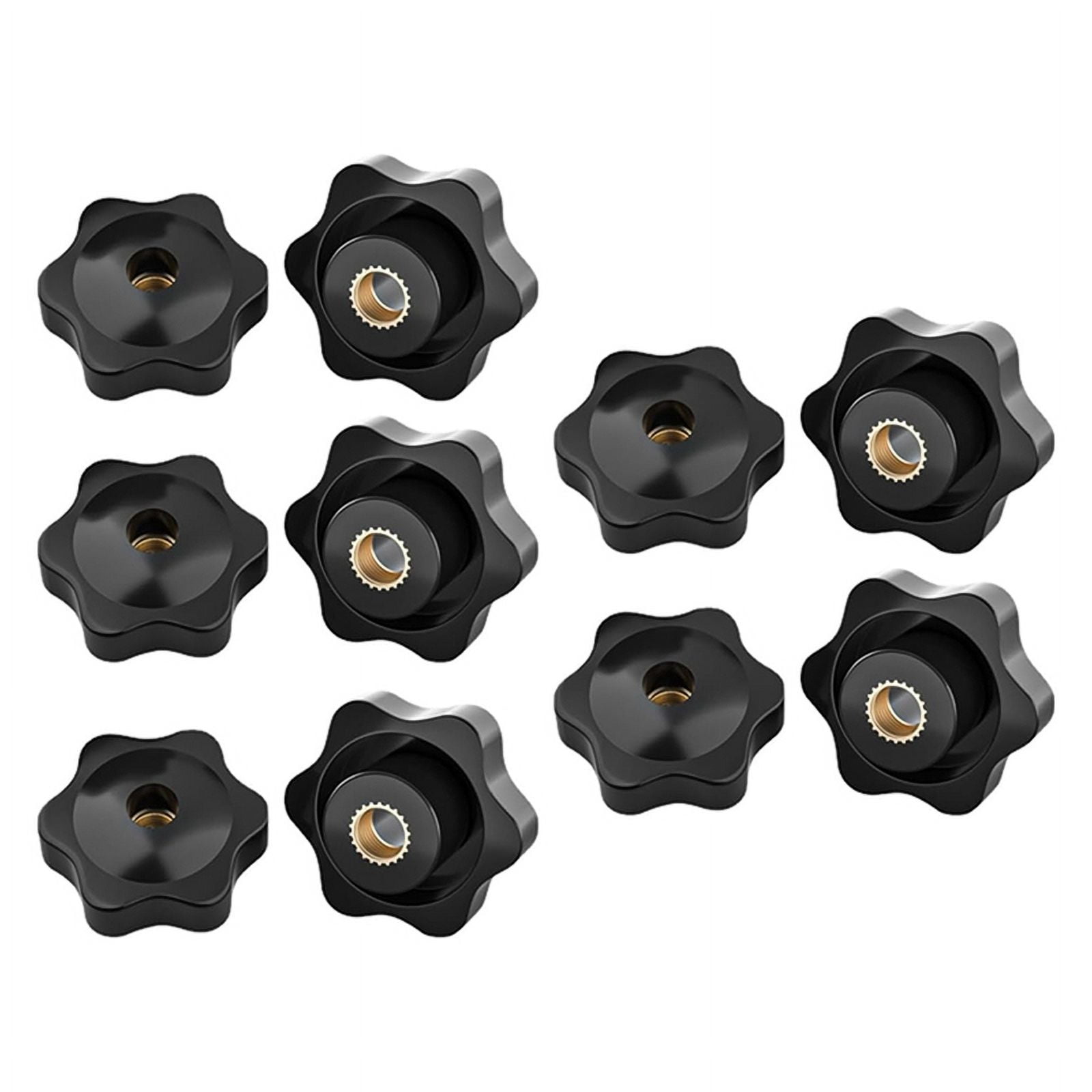 10Pack Plum-Blossom Hand Tightening Rubber-Head Nuts Black Thumb Star ...
