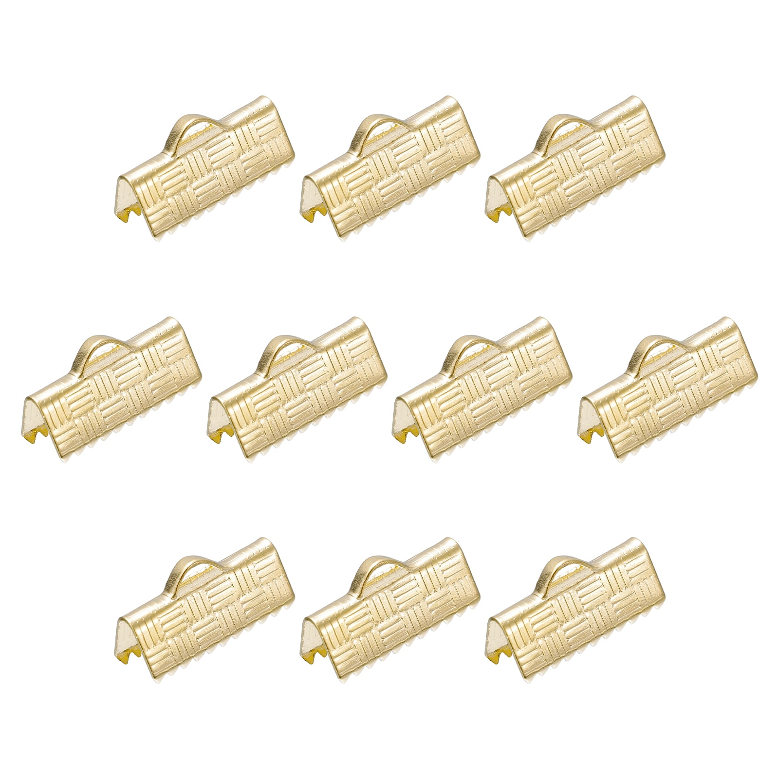 10Pack Ribbon End Crimp Clamps, 16mm Stripe Texture Copper Pinch Cord ...