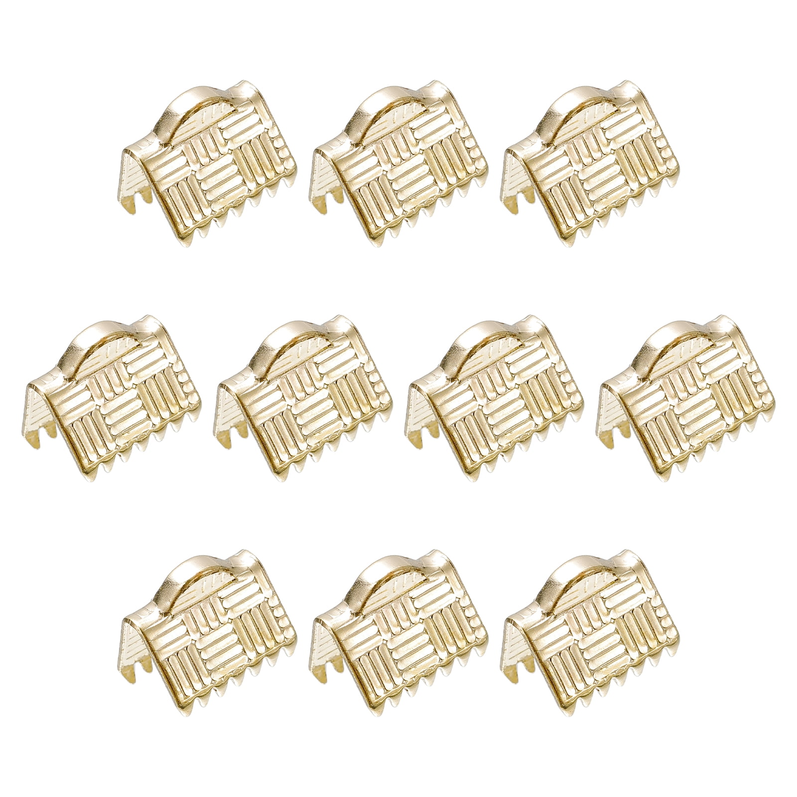10Pack Ribbon End Crimp Clamps, 8mm Stripe Texture Copper Pinch Cord ...
